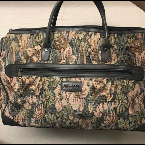 Vintage | Bags | Vintage 8s Floral Tapestry Print Luggage Made By ...